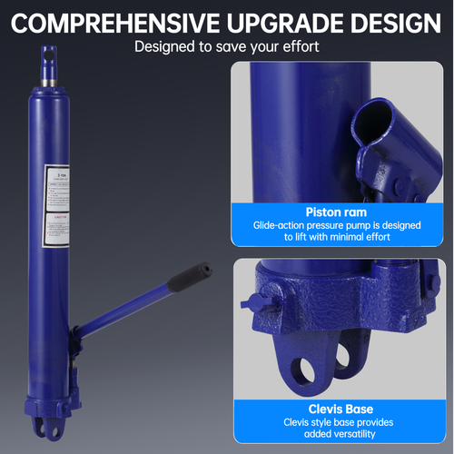 Hydraulic Long Ram Jack 3/8T Flat/Clevis Base Engine Lift Hoist ...