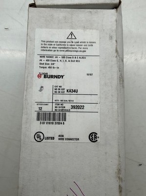 New LOT OF 10 Burndy KA34U Lugs | eBay