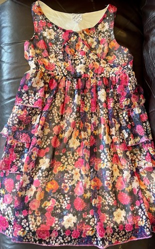 D-Signed Disney pink/white/multicolor floral sundress, girl's L (10-12 ...