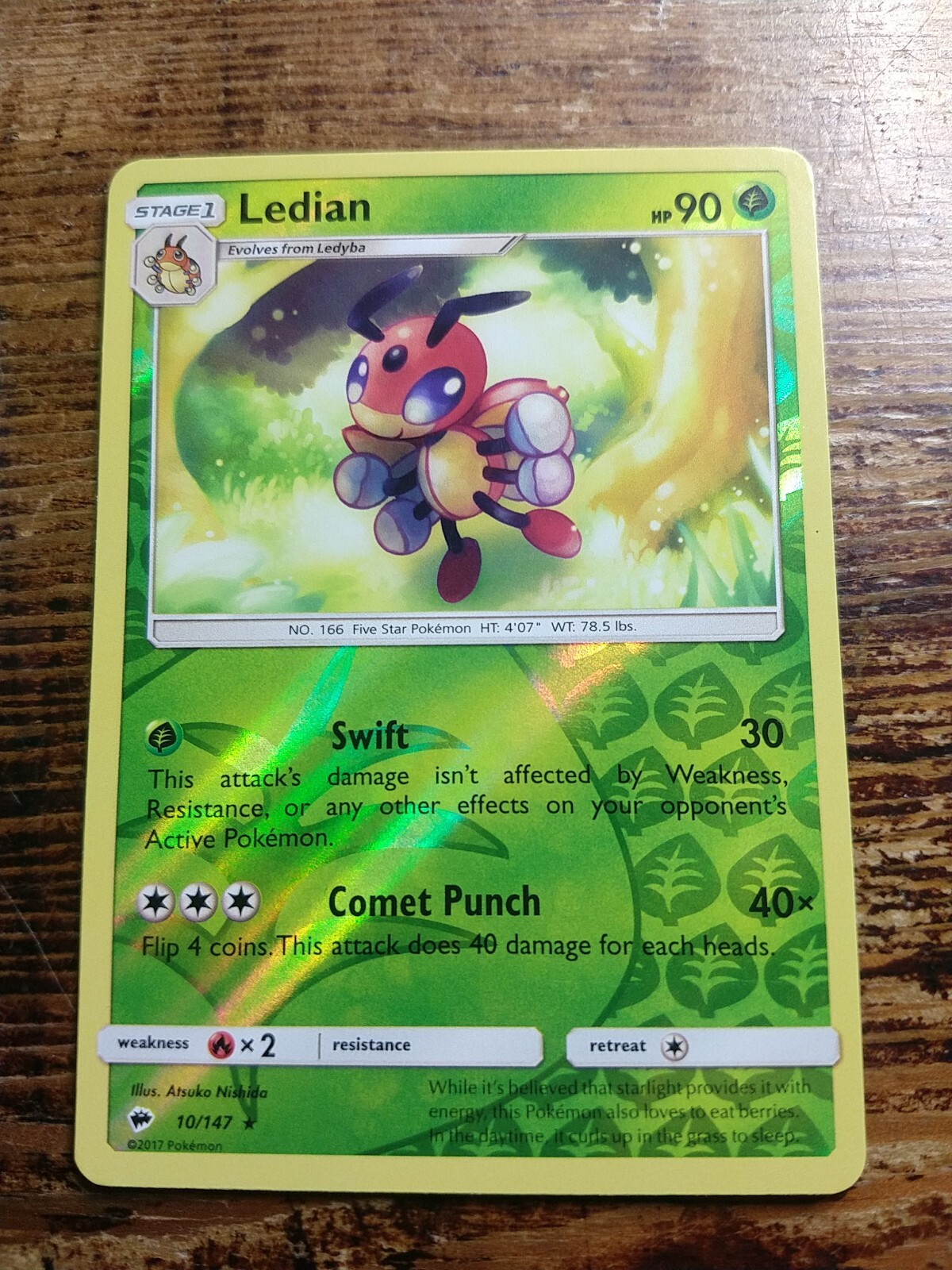 Pokémon TCG Ledian Burning Shadows 10/147 Reverse Holo Rare | eBay