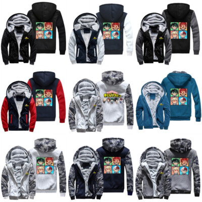 My Hero Academia Midoriya Izuku Shoto Winter Thickened Hooded Jacket ...