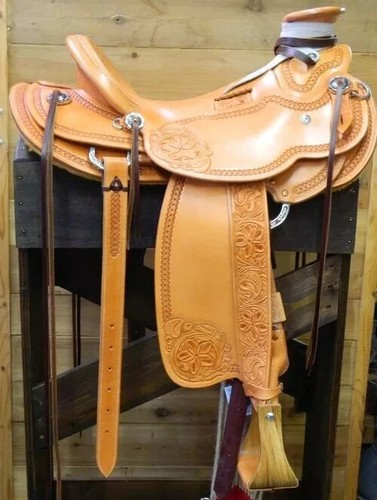 Western wade tree roping Leather Horse Saddle Full Tack Set. Size-10 ...