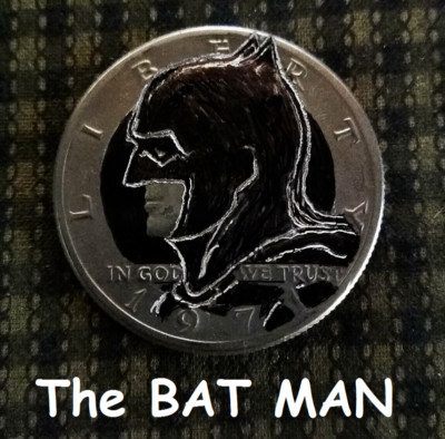 Hobo Nickel hand carved original by J&M Tarantula Kennedy half dollar ...