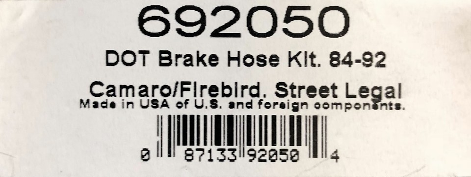 Russell 692050 Stainless Brake Hose Line Kit Camaro Firebird Trans Am ...