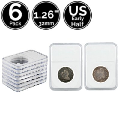 6 Pack 33 mm Slab Coin Snap Holders US Early Draped Capped Bust Half ...