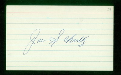 715, Joe Schultz, Original Signed/Autograph, Index Card, Browns, "1943 ...