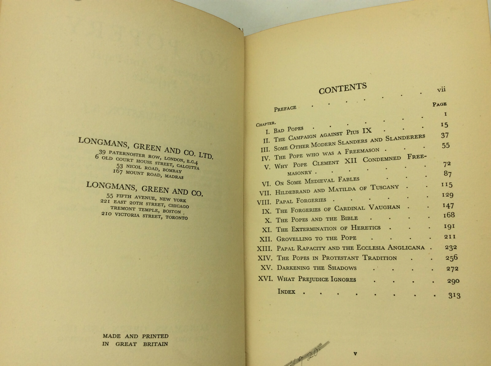 NO POPERY: Chapters on Anti-Papal Prejudice - Herbert Thurston - 1930 ...