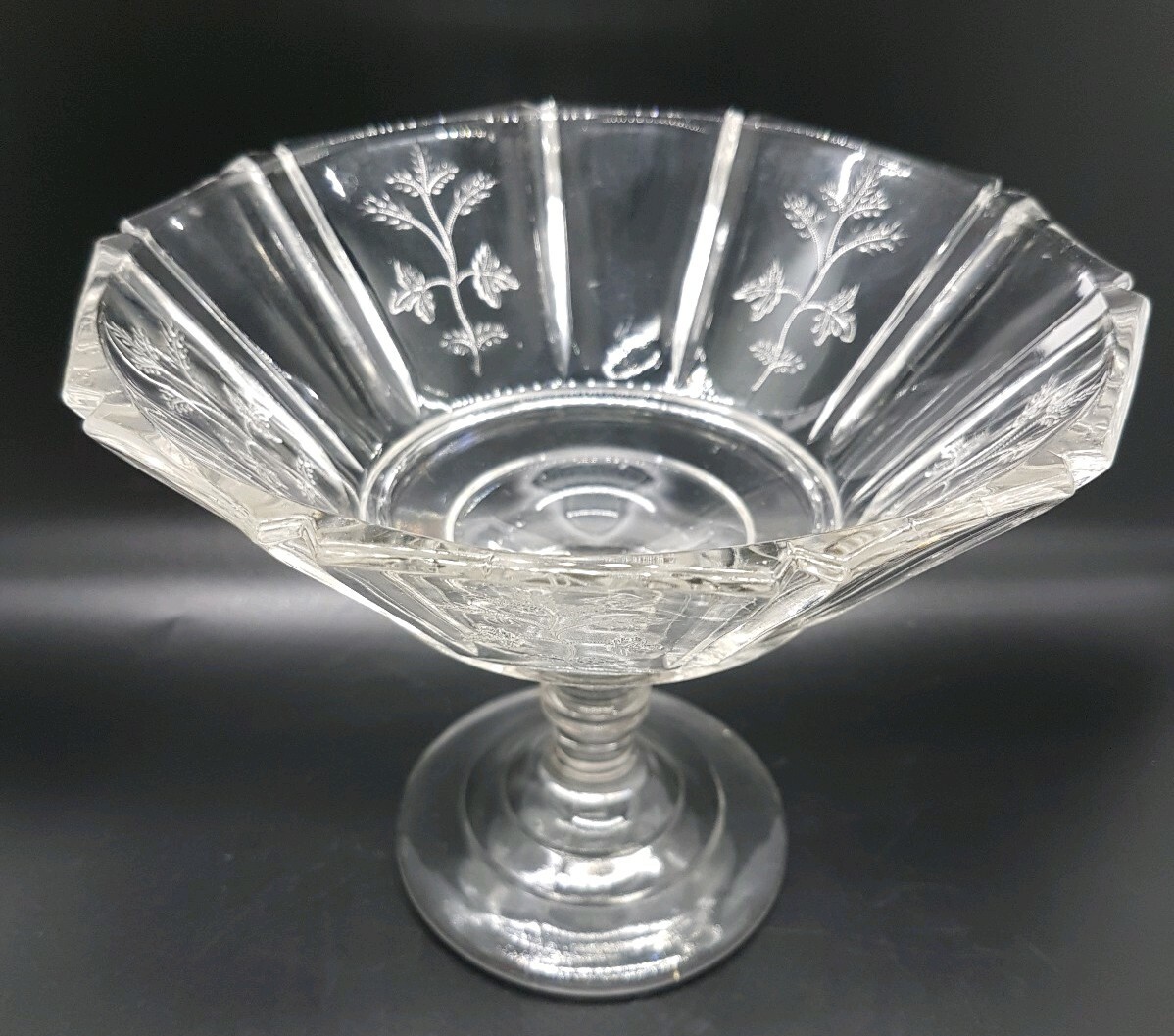 Antique "Sprig" Open Compote EAPG Bryce Higbee & Co High Standard 7"Dia ...