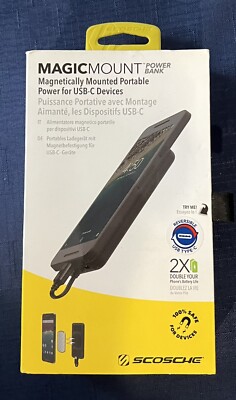 Scosche MagicMount Power Bank Magnetic Mounted Portable Power for USB-C ...