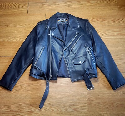 CUSTOM BILT BLACK LEATHER MOTORCYCLE BIKER JACKET SIZE SMALL EUC | eBay