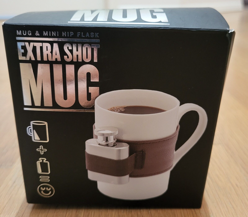 Mug and Mini Hip Mug & Flask Combo Ceramic Stainless Steel "Extra Shot ...