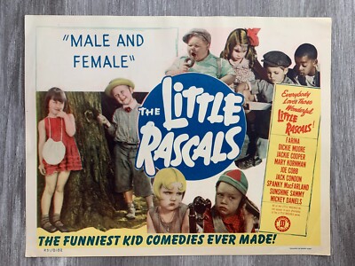 R1951 THE LITTLE RASCALS Male & Female 14x11" Lobby Card VG 4.0 Jackie ...