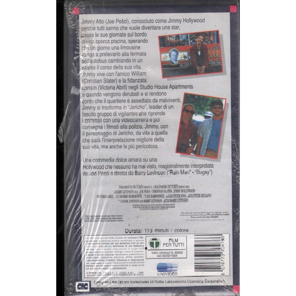Jimmy Hollywood VHS Barry Levinson Univideo - PVS70478 Sigillato | eBay