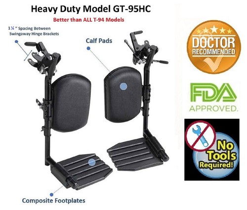 GENUINE INVACARE UNIVERSAL HD WheelChair Elevating Leg Rests Padded ...