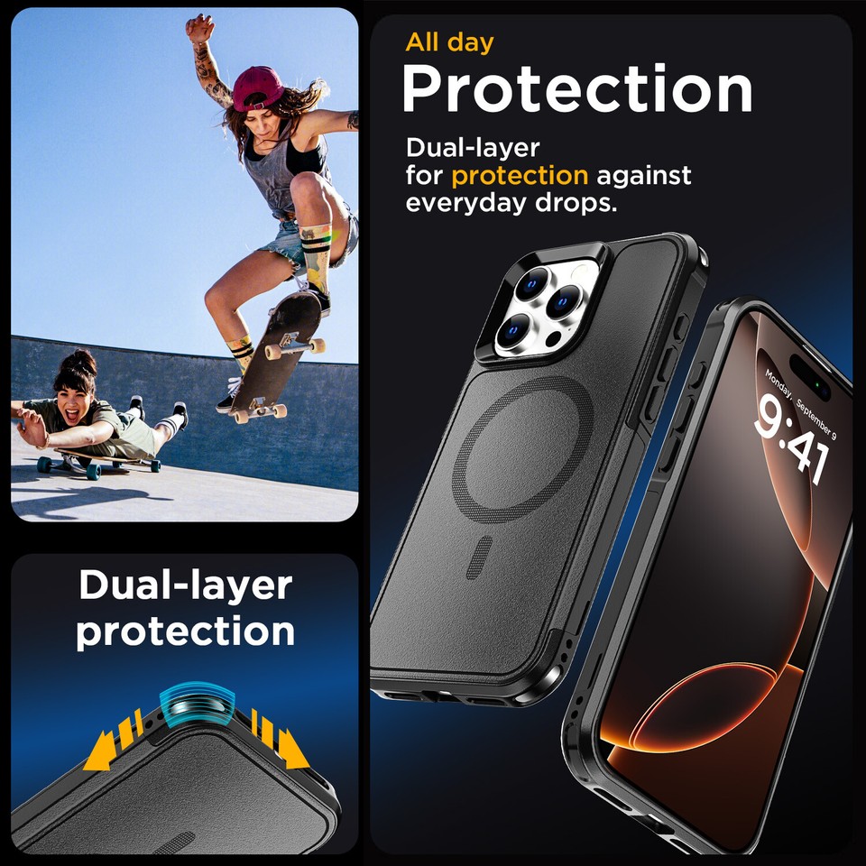 MagSafe Case for iPhone 17 16 15 14 13 Pro Max Plus Shockproof Heavy ...