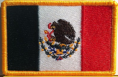MEXICO Flag Iron-On Patch MEXICAN Tactical Military Morale Emblem Gold ...