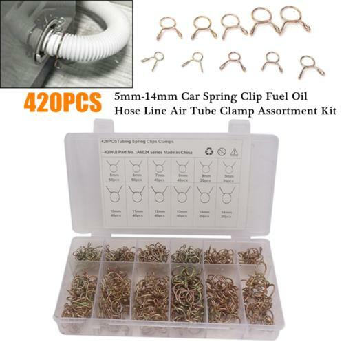 420Pcs 5mm-14mm Motorcycle Spring Hose Clips Fuel Oil Line Clamps ...
