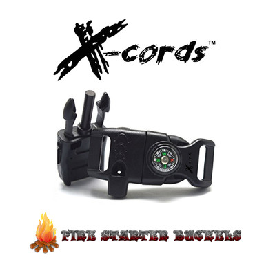 Side Release whistle Buckle Flint Fire Starter-Compass Paracord ...