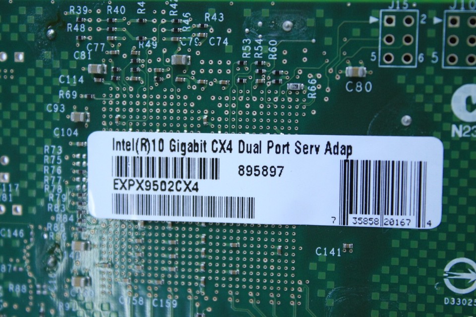 INTEL EXPX9502CX4 10 GIGABIT DUAL PORT CX4 SERVER ADAPTER PCI-E 3-3 T7 ...