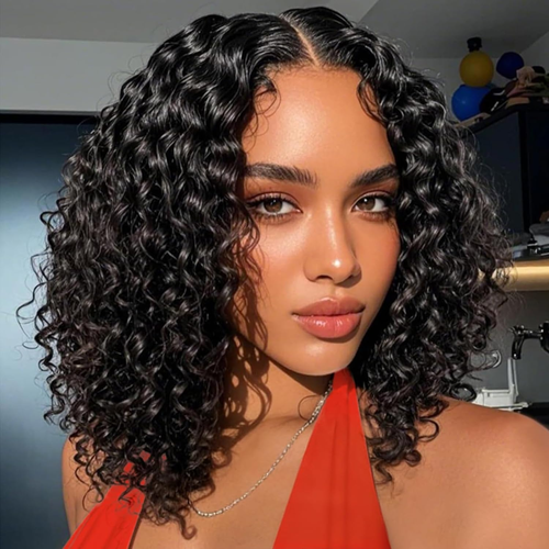 Deep Wave Glueless Bob Wig Human Hair 12 Inch 5X5 HD Lace Front Wigs ...