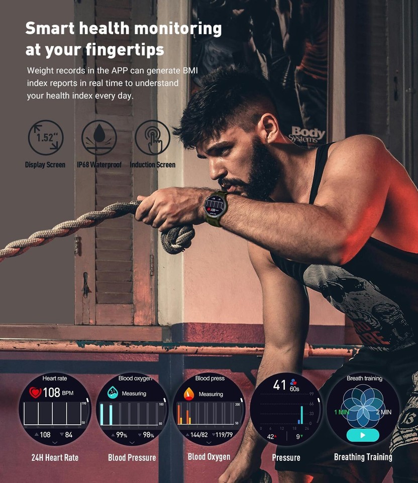 2025 Military Smartwatch Men (Call Receive/Dial) Rugged Tactical ...