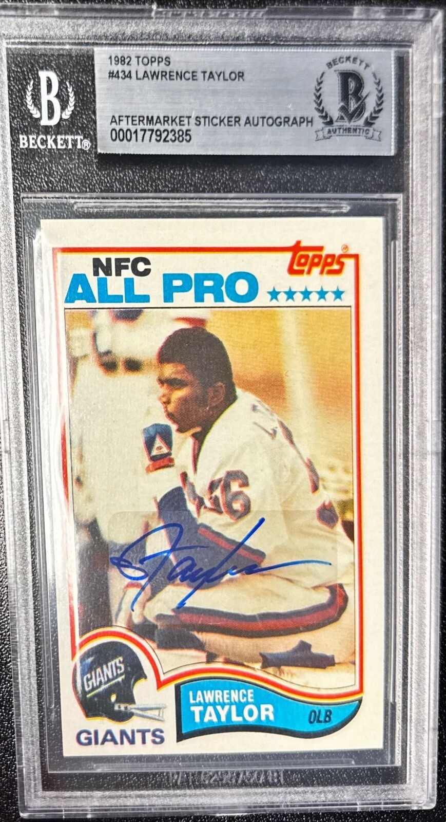 1982 TOPPS ROOKIE LAWRENCE TAYLOR AUTO BECKETT BGS (STICKER) / A35 | eBay