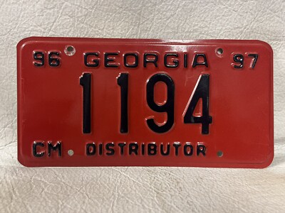 Vintage 1996-1997 Georgia Distributor License Plate | eBay