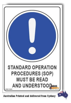 Standard Operation Procedures (SOP) Must Be Read And Understood Sign | eBay