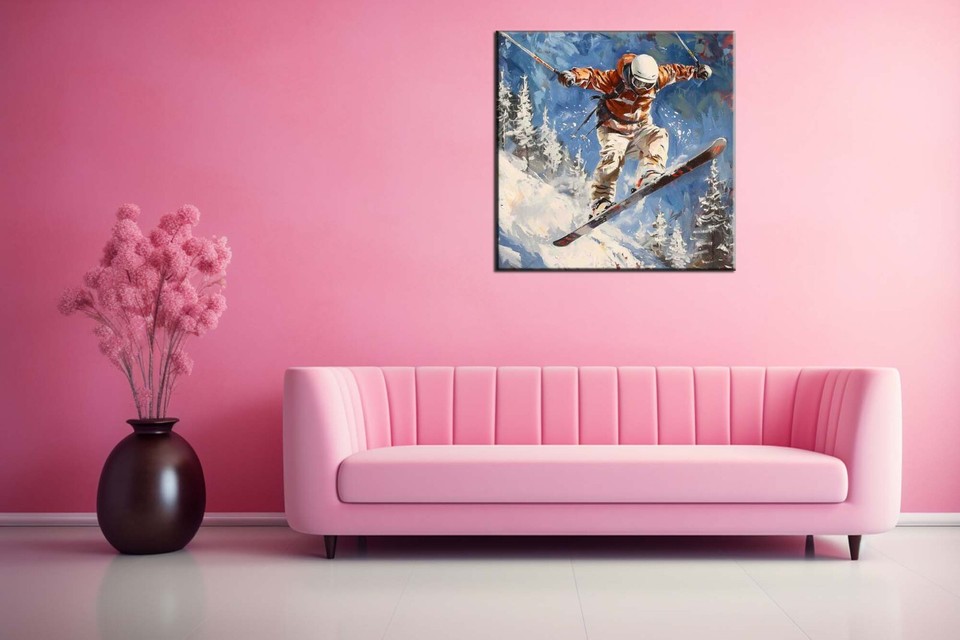 Skiing Print,Ski Painting,Giclée Print,Gifts For Skiing Enthusiasts,Ski ...
