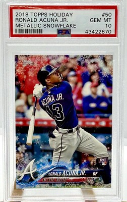 2018 Topps Holiday Ronald Acuna Jr ROOKIE ! Metallic Snowflake PSA10 ...