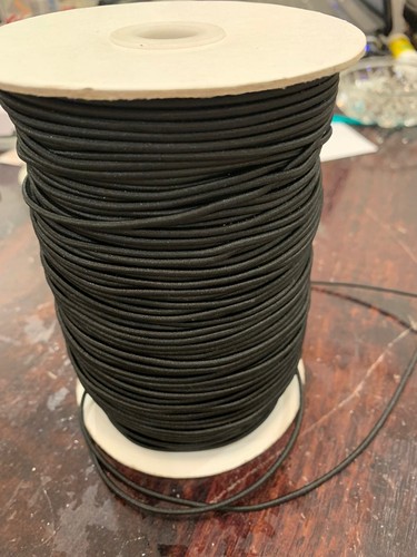 Black 3mm Elastic -Poly /elastane - Round Cord Style X 3 Mtrs | eBay