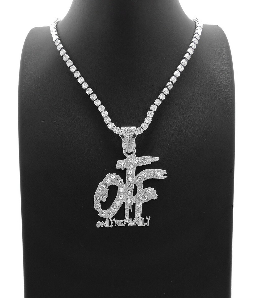 Only the Family OTF Pendant & Iced 16" 18" 20" Rhinestone Chain Fashion ...