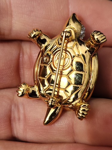 Swarovski Swan Signed Gold Tone Clear Crystals Turtle Brooch | eBay