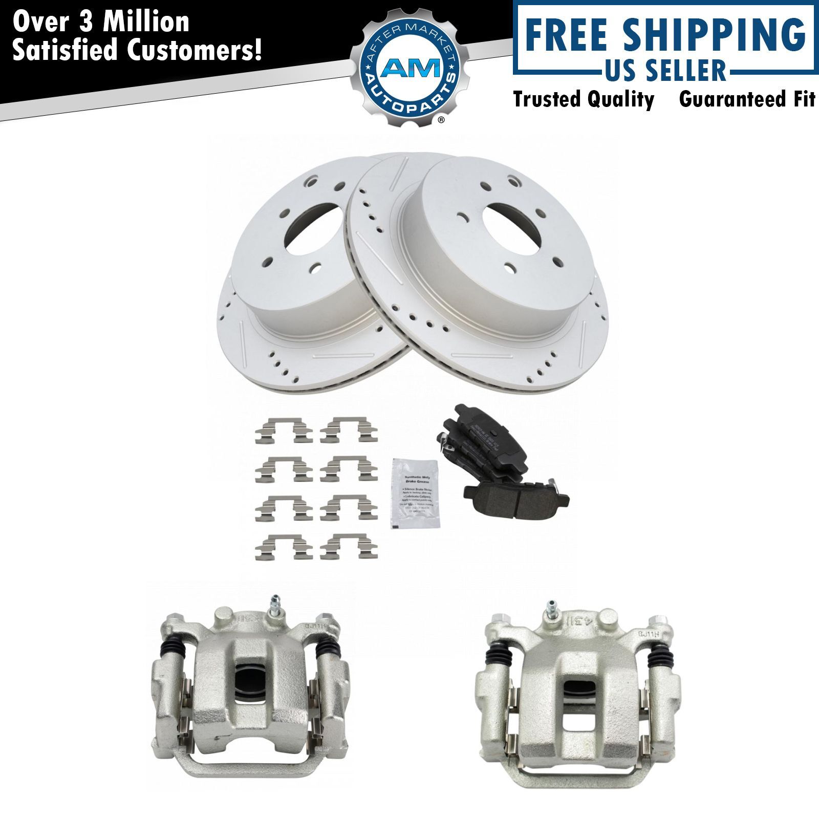 Rear Semi-Metallic Pads Performance Rotors & Calipers Kit for Infiniti ...