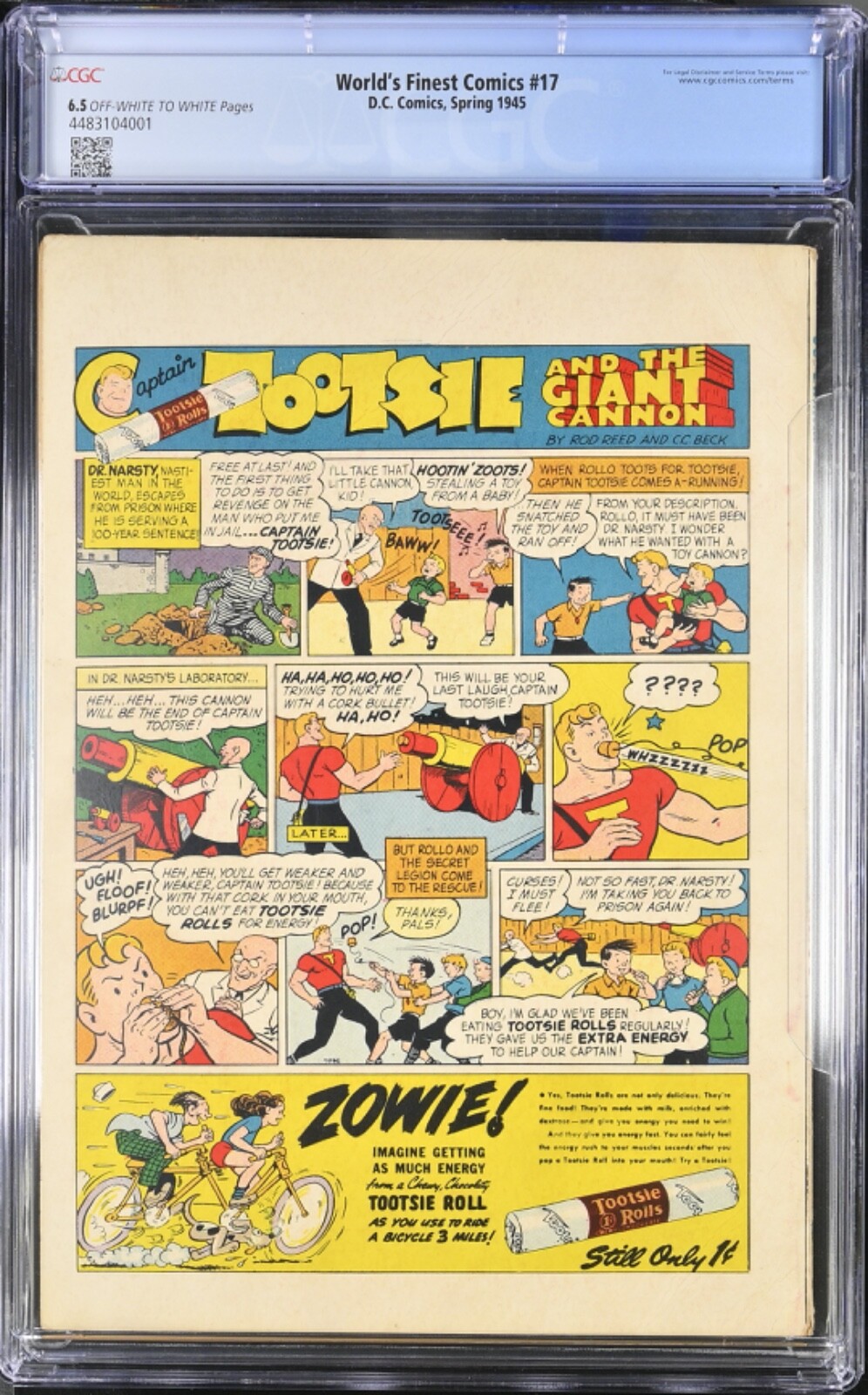 WORLD’S FINEST #17 CGC 6.5🌍CLASSIC 1945 JACK BURNLEY GOLDEN AGE DC ...