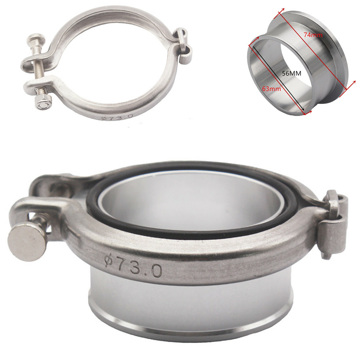 For HX35 HX40W Cummins 5.9L 73mm Turbo Compressor V-Flange with Clamp ...