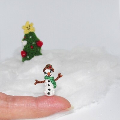 Miniature Dollhouse Snowman 0.8" Handmade Snowman Micro Snowman ...