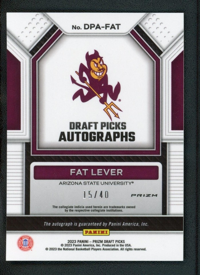 2023 FAT LEVER 15/40 AUTO PANINI PRIZM DRAFT PICKS CHOICE RED ...