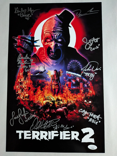 TERRIFIER 2 Cast 8x Signed 11x17 Poster David Howard Thornton + RARE ...
