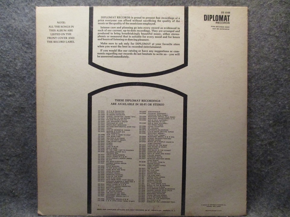 33 RPM LP Record Lonesome Valley Singers Wichita Lineman Diplomat ...