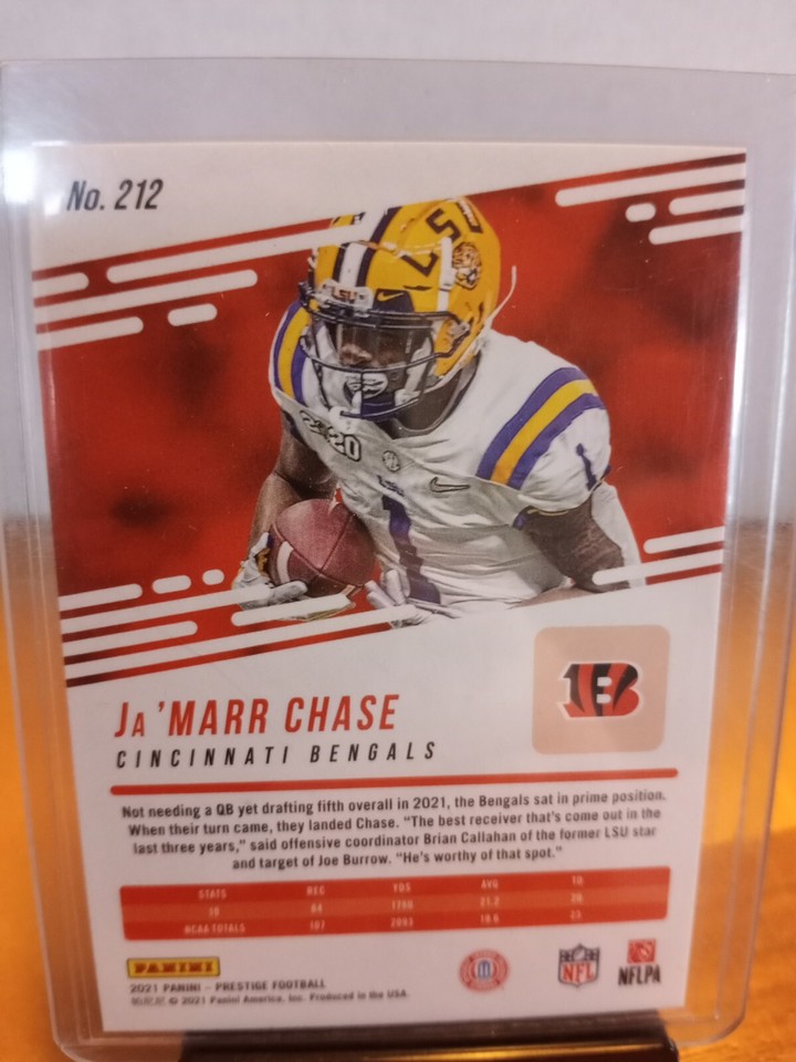 2021 Panini Prestige Jamarr Chase #212 Cincinnati Bengals LSU RC Rookie ...