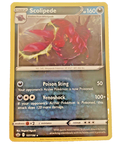 Scolipede Chilling Reign 107/198 Rare 2021 Pokemon Card TCG NON HOLO | eBay