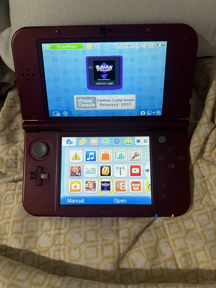 Nintendo 3DS XL Handheld Red Gaming System Pokemon Crystal On IT ...