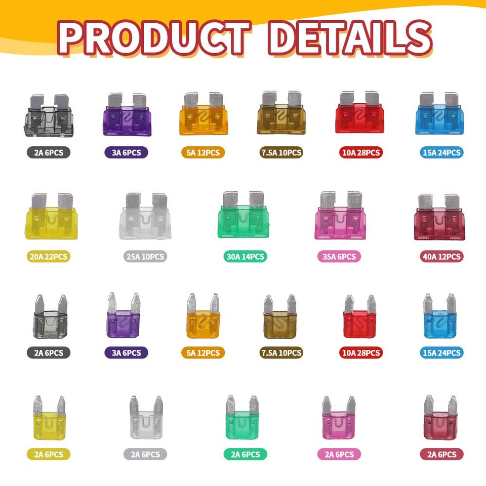 300PCS Auto Blade Fuse Assortment Assorted Kit Fit For Car Motorcycle ...