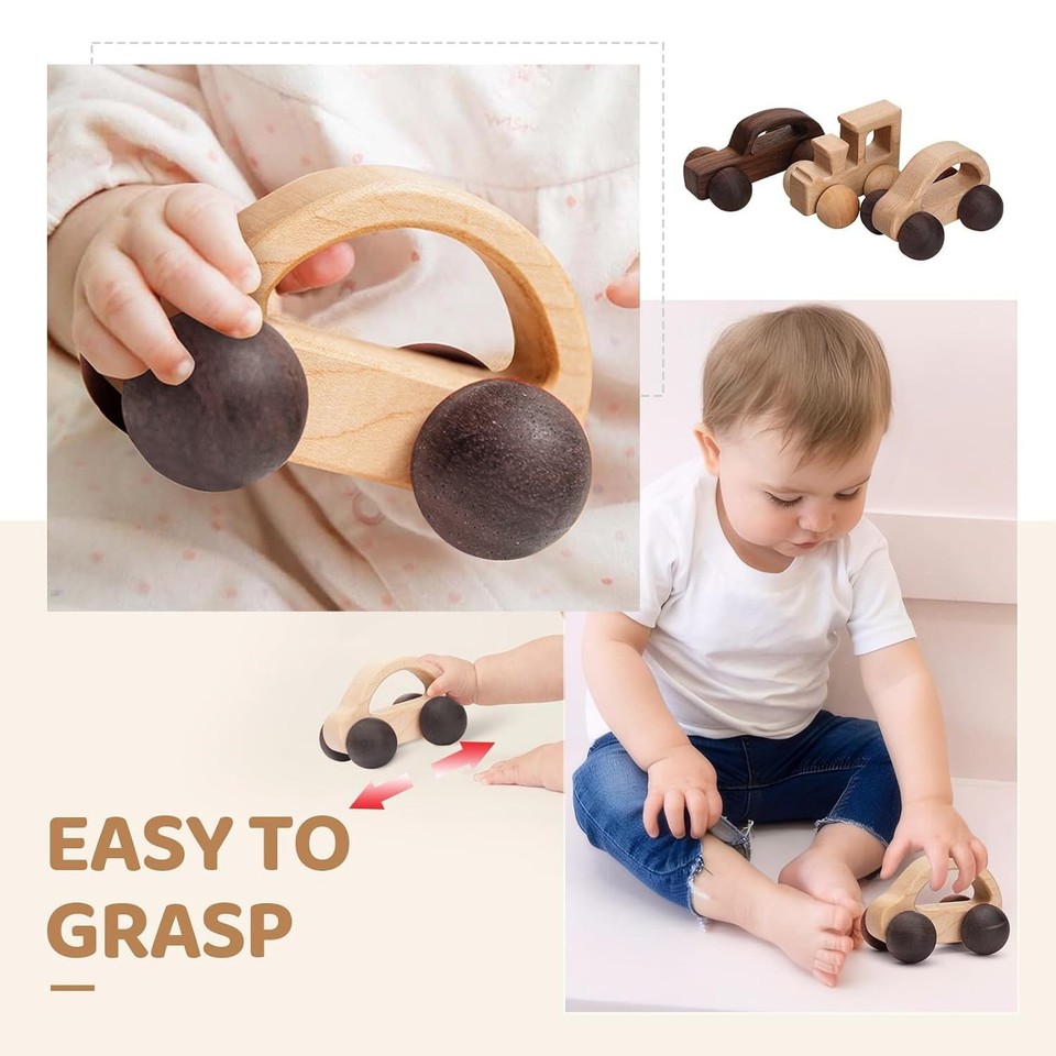 3PCS Wooden Baby Toys, Montessori Toys for Babies 0-6-12 Months, Baby ...