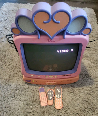 Disney Princess Pink 13" CRT Color TV DT1350-P W/DVD Player & 3 Remotes ...