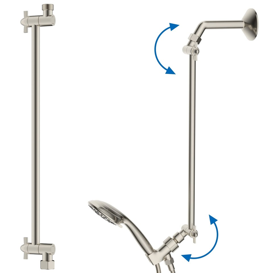 16 Inch Solid Brass Adjustable Shower Head Extension Arm Extra Long ...