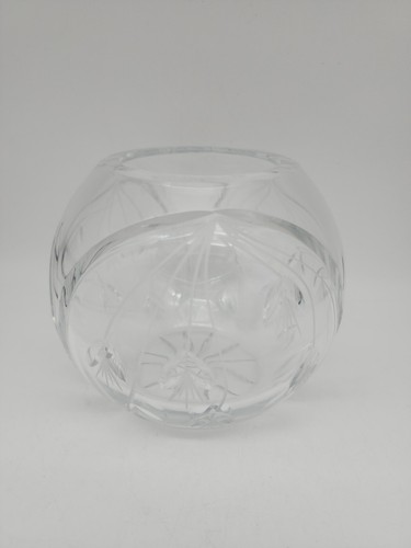 Rare Floral Pattern Ofnah Crystal Rose Bowl Vase 5" Poland 24% GUC | eBay