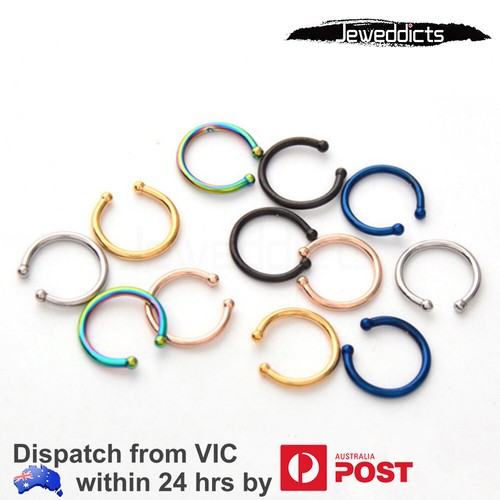 2pcs C-Shaped Nose Hoop Ring Stud Bar Piercing Surgical Steel Body ...