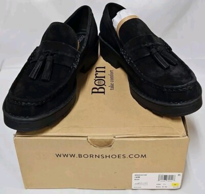 Born Capri Black Suede Slip On Chunky Loafer Shoes Women's Size 11 M ...